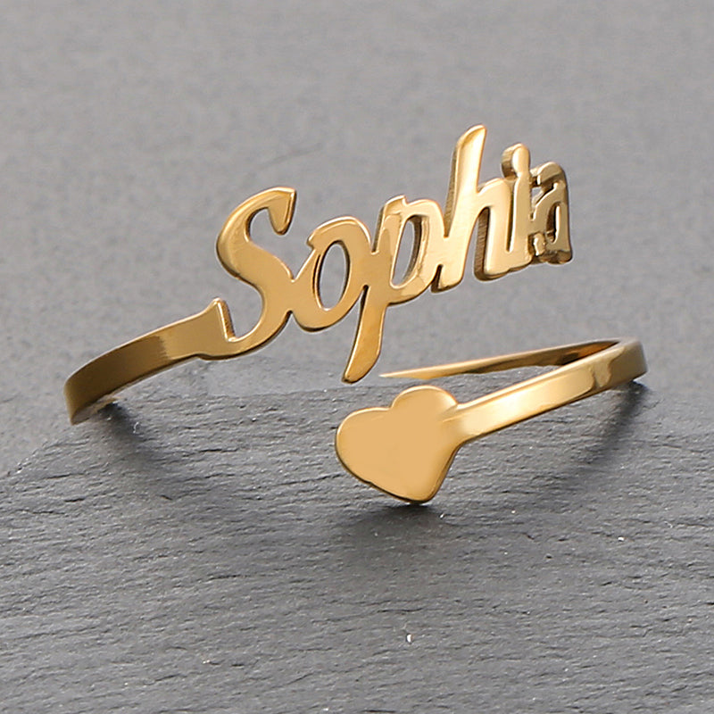 Heart Name Ring - Adjustable